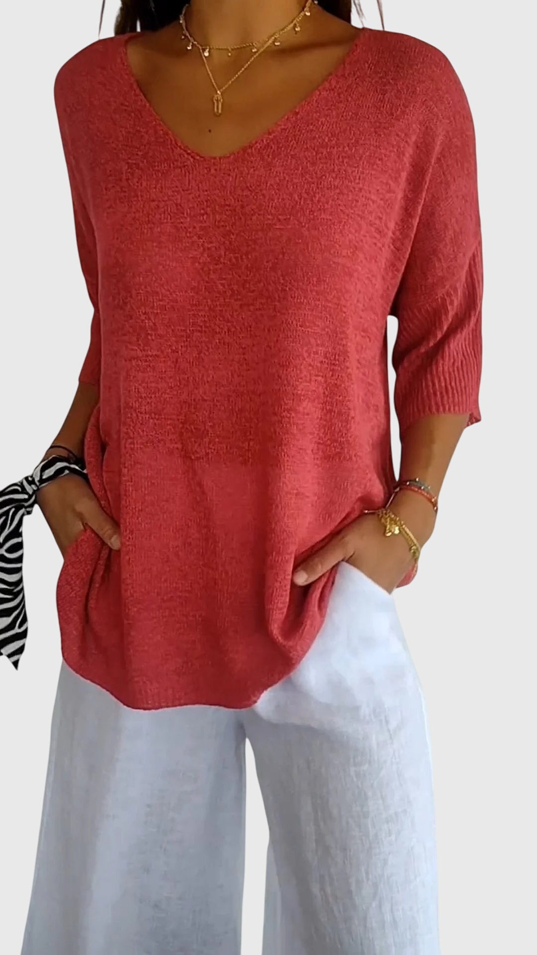 Cassandra™ | Elegant V-Neck Top – Harrison & Evelyn Boston